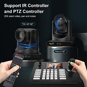 top0 4K NDI PTZ Camera,3G-SDI&HDMI2.0&USB3.0&IP,4K60fps,20X Optical Zoom,Live Streaming for Events/Video Production/Church/Boradcast Service