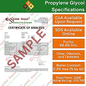 Propylene Glycol - USP - Kosher - Food Grade - USP - Kosher - 36 oz net wt in a 1 Quart Safety Sealed HDPE Container with resealable Cap