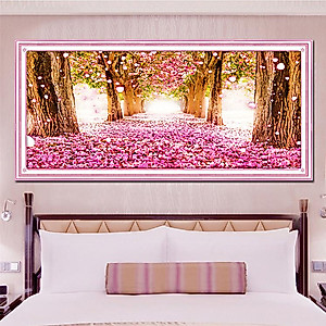 tomungs Large 5d Diamond Painting Kits for Adults Full Drill Cherry Blossom Flower Tree Paint by Diamonds DIY Round gem Paintings Pack 3D Diamond Painting Bead Art kit Size 130 X 50 cm