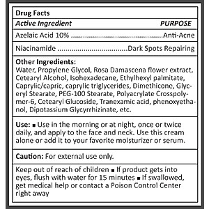 AOBBIY Azelaic Acid 10% Acne Treatment Cream, Redness Relief for Face, Redness Reducing Skin Care, Prevent Acne Breakouts, Balance Excess Sebum, Ease Pimple Clarify Skin Soothe Irritation,1 oz