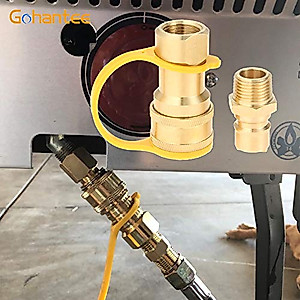 1/2" Gas Quick Connect Kit, Disconnect Connector with Male Insert Plug, Solid Brass 1/2 inch Natural Gas Propane Quick Connect Adapter
