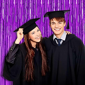 2 Pack 3.3 ft x 9.9 ft Purple Tinsel Curtain Party Backdrop Decorations, Metallic Foil Fringe Backdrop Door for Bachelorette Party Decorations,Purple Streamers,Purple Birthday Backdrop