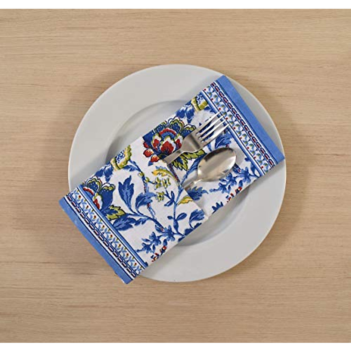 Cloth Napkins Set of 12 Cotton Linen Blend Printed Dinner Napkins Perfect for Parties Dinners Weddings Cocktail Christmas Napkins Cloth 20x20 Blue Floral
