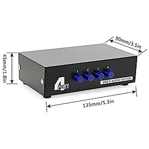 Panlong 4-Way AV Switch RCA Switcher 4 in 1 Out Composite Video L/R Stereo Audio Selector Box for DVD STB Game Consoles