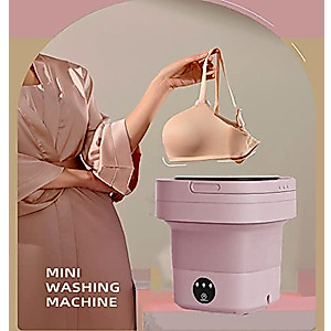 Portable Small Washing Machine, Foldable Mini Washing Machine for Underwear, Baby Clothes, or Small Items, Suitable for Apartments, Dormitories, Camping, Travel (110-260v),Pink