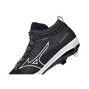 Mizuno Women's Sweep 6 Mid Softball Shoe, Black-White, 7
