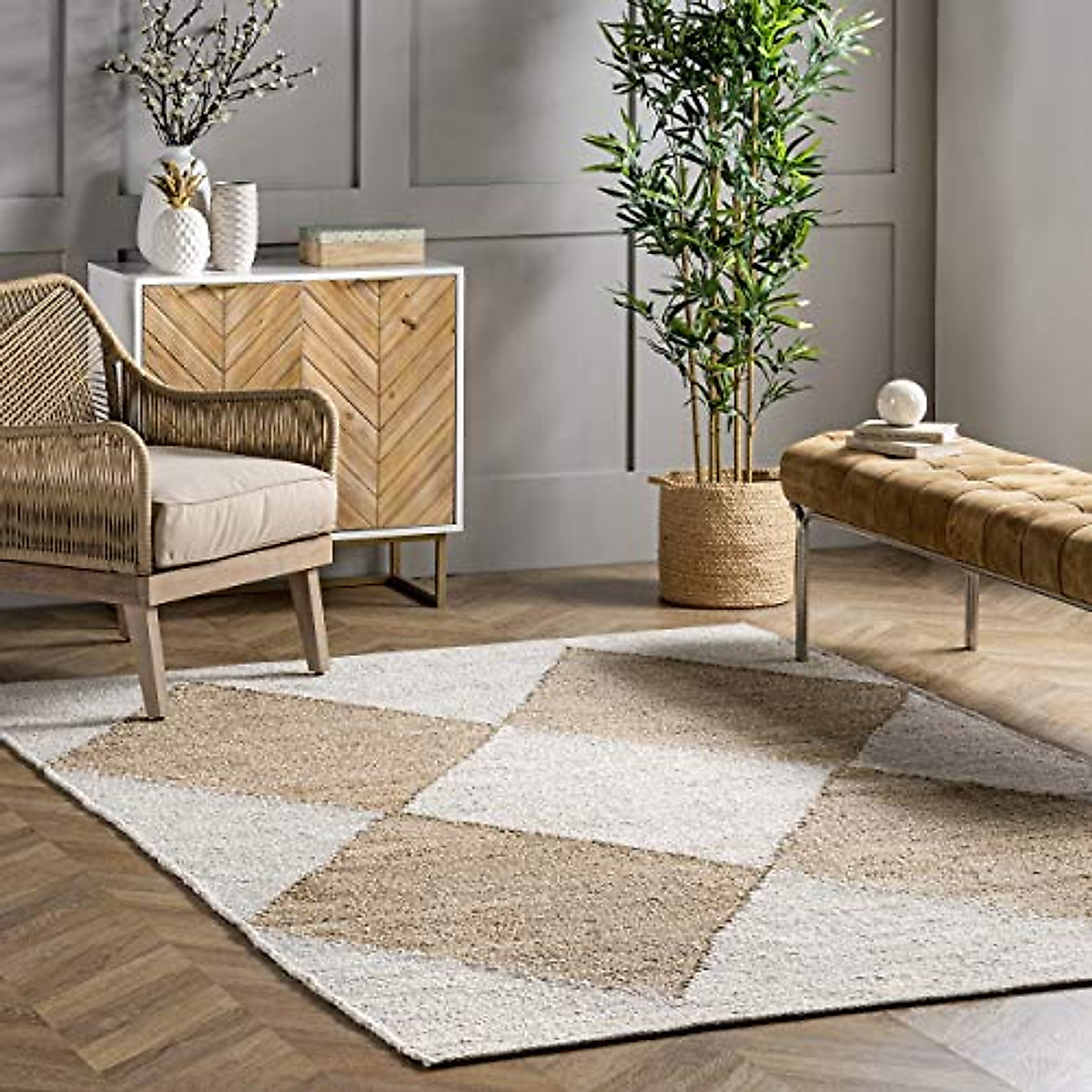 NuLOOM Pandora Diamond Jute Area Rug, 8' x 10', Ivory