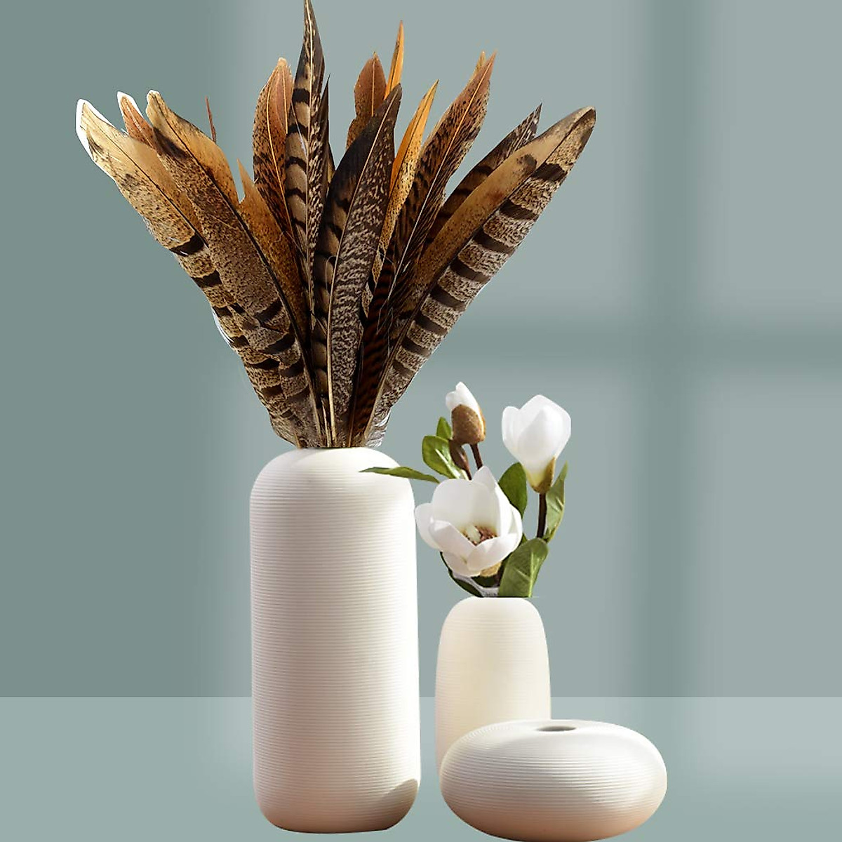 obmwang 21 Pcs 20-25cm Natural Pheasant Feathers for DIY Craft Wedding Home Party Decorations, 3 Styles