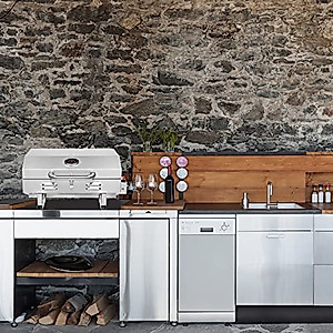 ROVSUN Portable Tabletop Propane Grill, Outdoor Gas Grill with Built-in Thermometer & Full Stainless Steel Body for Picnic Camping BBQ RV Patio Garden