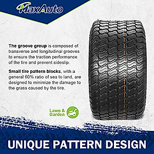 MaxAuto 18x9.50-8 Lawn Mower Tires,18x9.50-8 Lawn Tractor Tire, 18-9.50-8, 18x9.50 8nhs, 18x9.5-8 Tire for Lawn Mowers, 4 Ply Tubeless Tire, 1040lbs Capacity, Set of 2