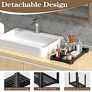 2 Pack Under Sink Organizers and Storage, 2 Tier Expandable Under Bathroom Cabinet Basket Storage Rack, Multi-purpose Storage Shelf for Bathroom Kitchen