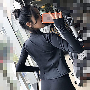 Loveuself Women’s Full-Zip Yoga Jacket Running Track Jacket With Thumb Holes