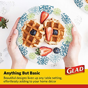 Glad Round Disposable Paper Plates for All Occasions | New & Improved Quality | Soak/ Cut Proof, Microwaveable Heavy Duty | 10" Diameter, 50 Count Bulk Plates