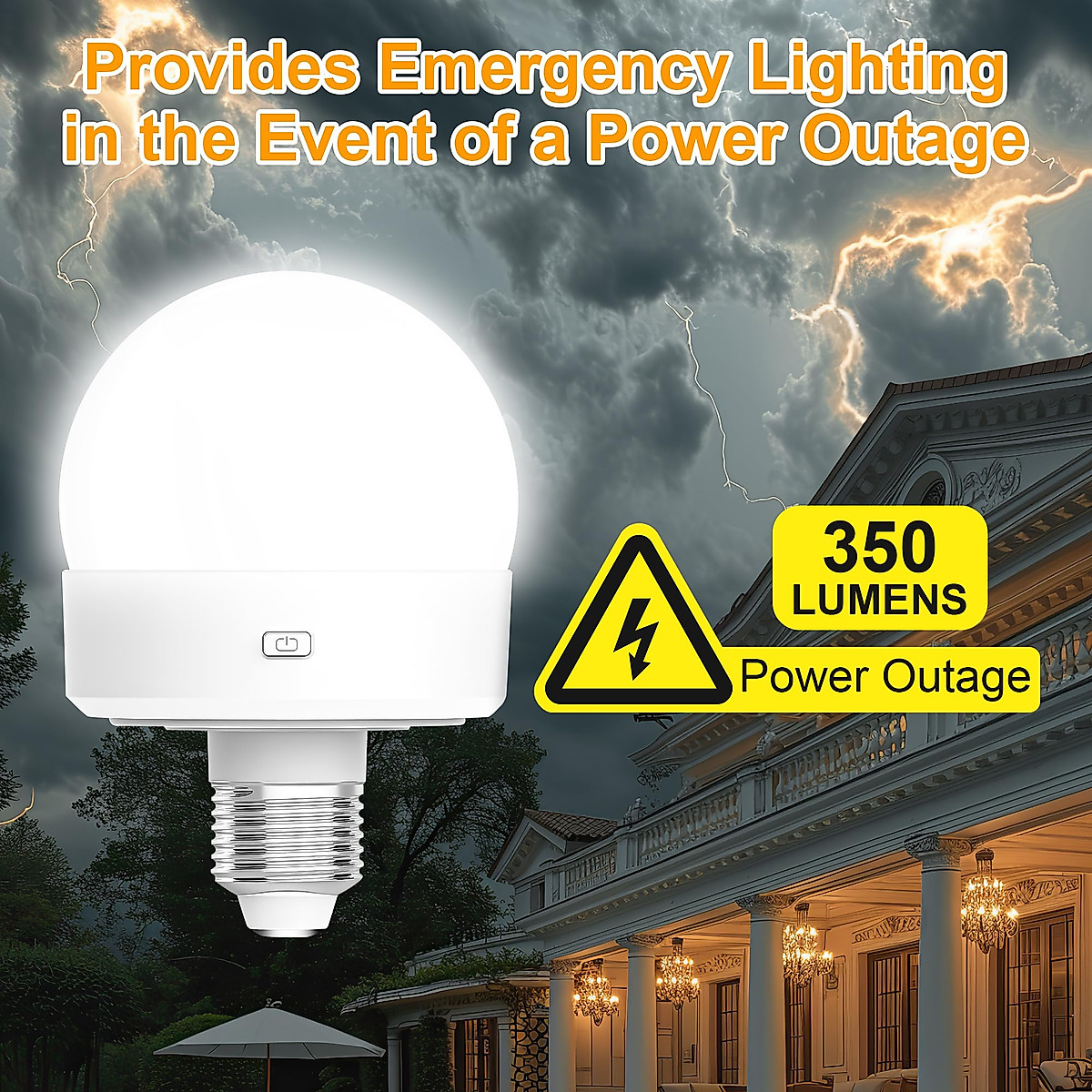 Rechargeable Battery Operated Light Bulbs, 300LM E26 Screw in (Magnetic Detachable) Light Bulb for Lamps with Remote Control Dimmable＆Timer, Wireless Puck Emergency Lamp for Non-Hardwired Wall Sconce