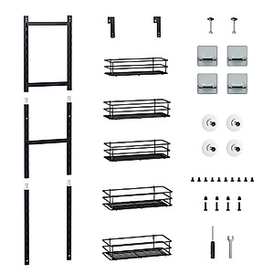 Vetacsion Pantry Door Organizer 12 Inch Wide, 5 Tier Hanging Adjustable Over the Door Spice Rack For Narrow Space