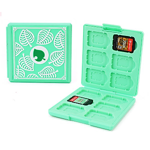LightPro Game Card Case for Nintendo Switch,Portable & Thin Hard Shell Box, Protective Shockproof Cartridge Holder Carrying Storage Case Box with 12 Cartridge Slots for Switch NS NX(Green Leaf)