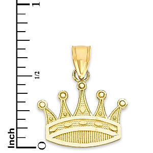 Generic 10k Real Solid Gold Tiara Pendant, Crown Princess Jewelry, Royalty Gifts for Her