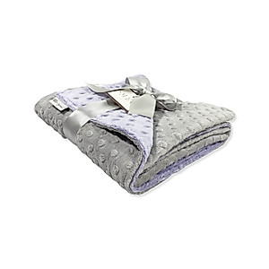 MEG ORIGINAL Lavender & Gray Minky Dot Baby Girl Blanket