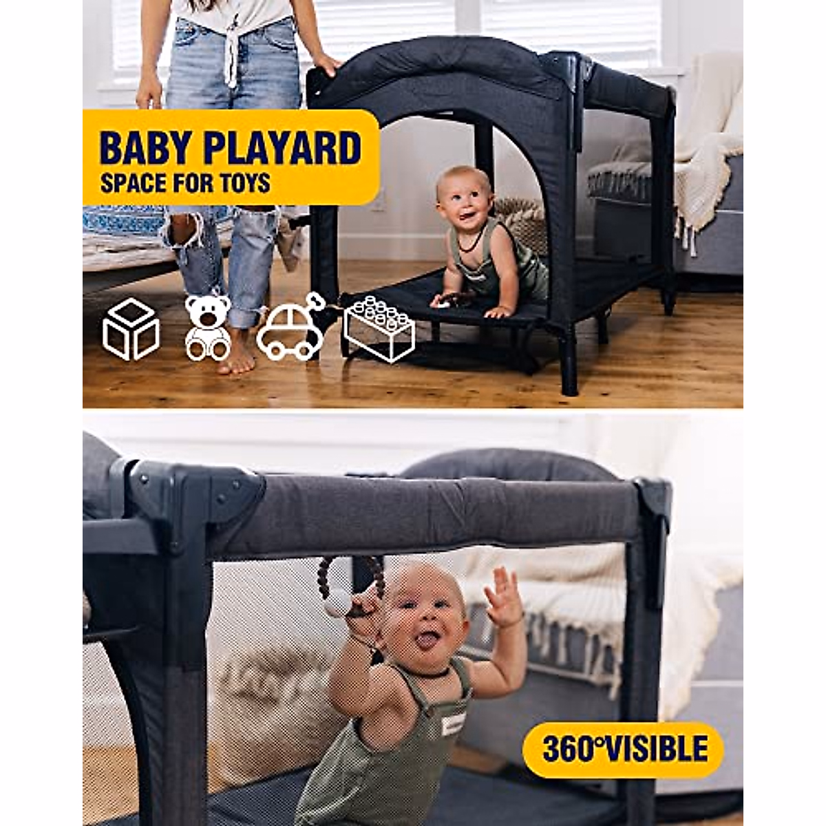 Beka Baby 4 in 1 Bassinet Bedside Sleeper, Baby Bedside Crib 4 Functions, Bedside Bassinet Crib Sleeper, Playard, Changing Table, Baby Bassinet for Newborn Baby