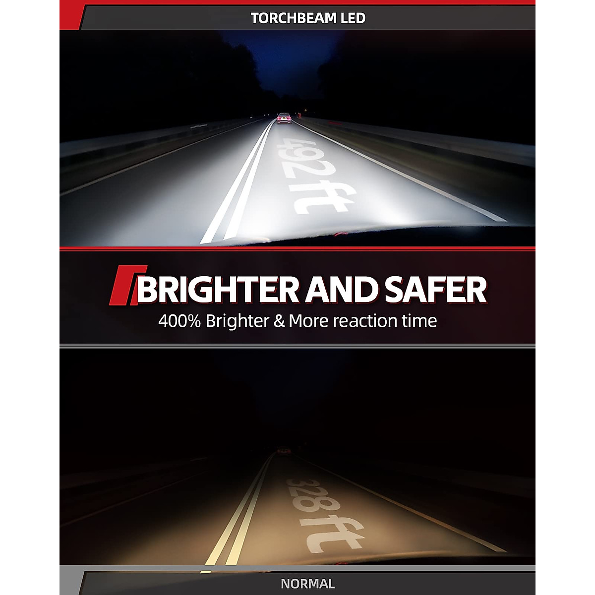 Torchbeam 9005/HB3 H11/H8/H9 Light Bulbs Combo, 𝟒𝟒𝟎𝟎𝟎 𝐋𝐌, 𝟖𝟎𝟎% 𝐁𝐫𝐢𝐠𝐡𝐭𝐞𝐫 𝐭𝐡𝐚𝐧 𝐇𝐚𝐥𝐨𝐠𝐞𝐧 9005 H11 Bulbs, Powersports Accessory Lights, Fog Bulbs Pack of 4