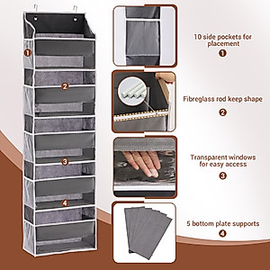 YOUDENOVA Over the Door Organizer, 5-Shelf Door Storage for Bathroom, Dorm, College, Hanging Door Organizer, Baby Organizer for Diapers 1 Pack, Grey