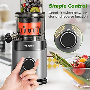 Cold Press Juicer, Slow Masticating Machines with Extra Large Feed Chute Fit Whole Fruits & Vegetables Easy Clean Self Feeding Effortless for Batch Juicing, High Juice Yield, BPA Free, Black