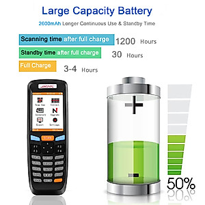 2D Wireless Barcode Scanner,JRHC Portable Inventory Scanner & Data Collector 2.4G Bar Code Reader Long Transmission Distance with 2.8 Inch LCD Screen for Werehouse,Library,Pharmacy,Supermarket,Store