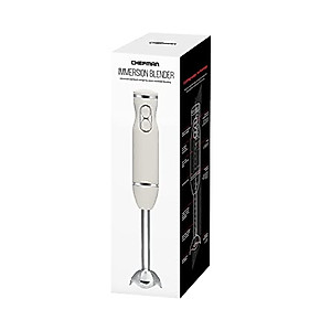 Chefman Immersion Stick Hand Blender with Stainless Steel Blades, Powerful Electric Ice Crushing 2-Speed Control Handheld Food Mixer, Purees, Smoothies, Shakes, Sauces & Soups, Ivory