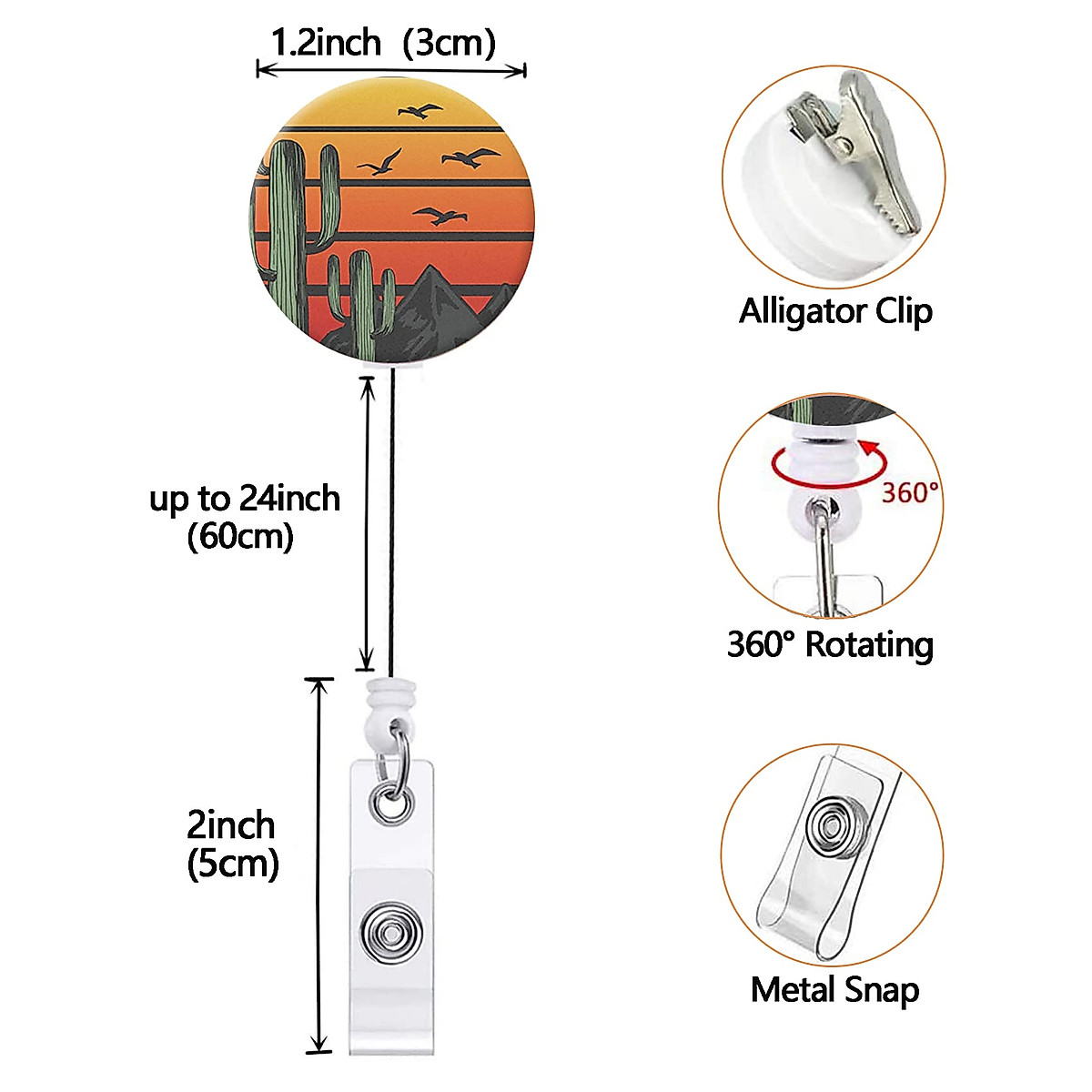 Badge Reel Retractable Nurse Badge Holder Cute Name Decorative Badge Reels with Clip on ID Card Holders (5 Pack Mountain Sky Sun)