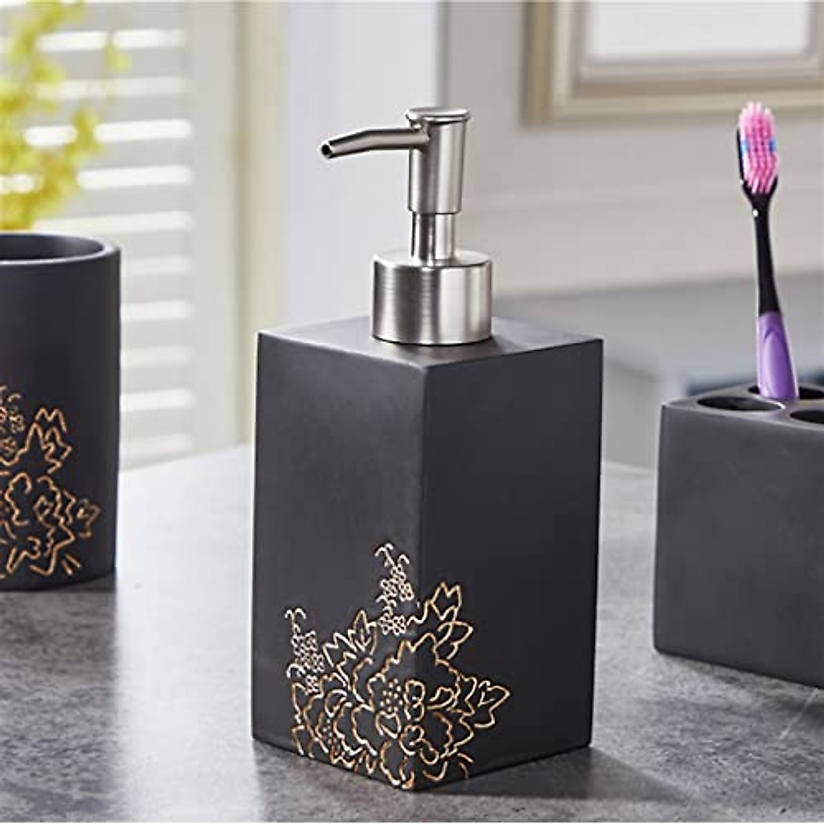 BKDFD Set Nordic Bathroom Five-Piece Set Bathroom Toothbrush Holder Brushing Teeth Bathroom Supplies