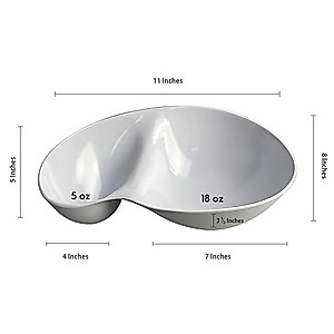 Chip and Dip Serving Set Melamine Tray Divided Platters (White)