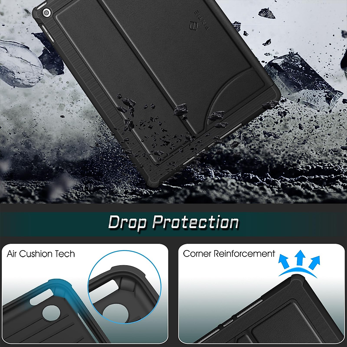 Fintie Magnetic Stand Case for iPad 9th / 8th / 7th Generation (2021/2020/2019) 10.2 Inch, [Multiple Secure Angles] Shockproof Rugged Soft TPU Back Cover, Auto Sleep Wake, Black