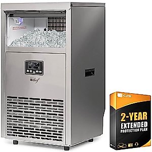 Deco Chef Commercial Ice Maker, 99lb/24 Hours, 33lb Storage Capacity, Stainless Steel, with 2 Year Enhanced Protection Bundle