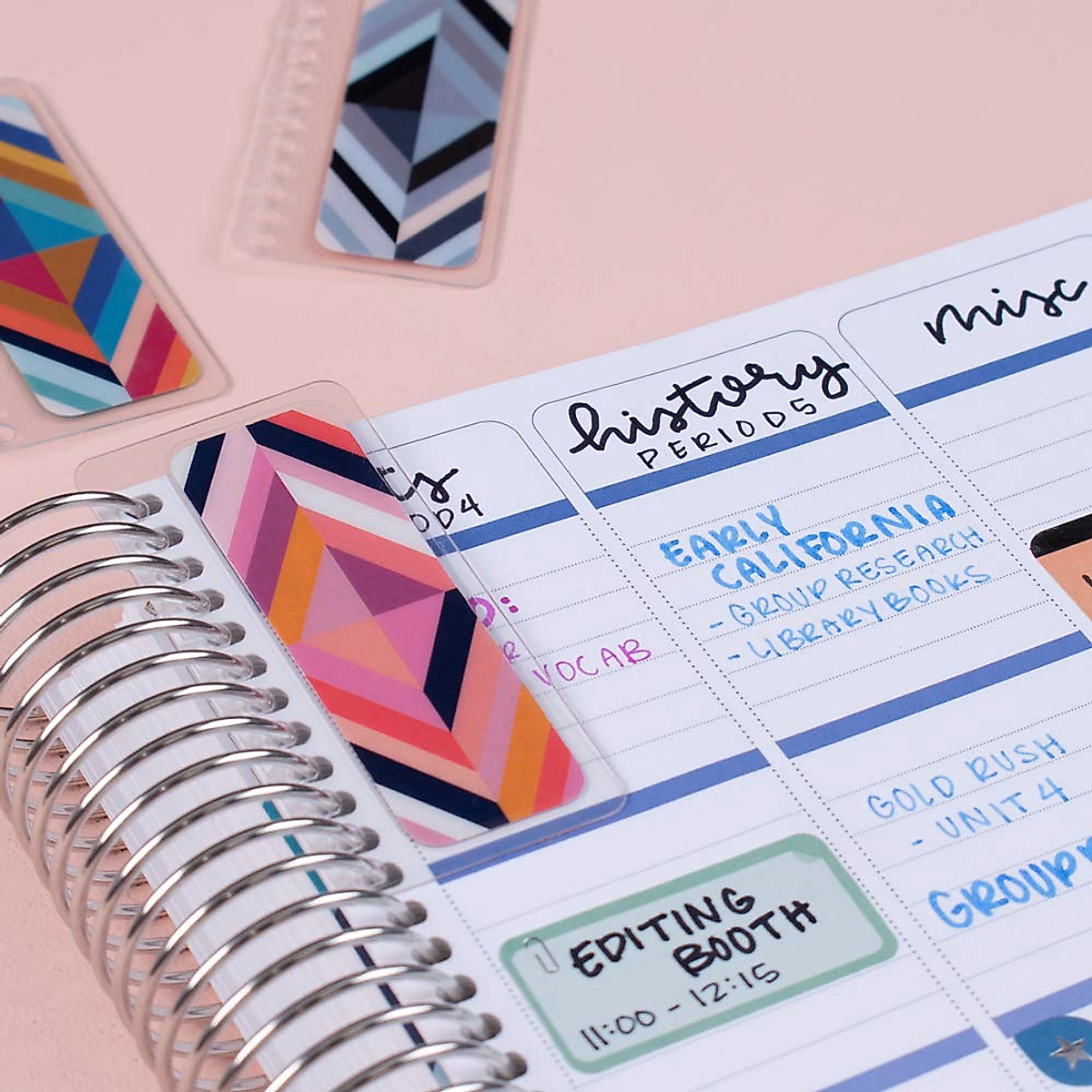 Erin Condren Designer Accessories - Snap-in Bookmarks - Oh So Retro, 3 Pack Compatible with Erin Condren Spiral Notebooks, Planners, Agendas and Much More