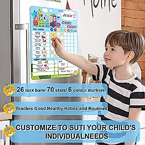 Magnetic Chore Chart for Kids,Reward Chart Good Behavior Chart for Kid at Home,Dry Erase Responsibility Charts for Toddlers,Schedule Board with Tasks,Stars & 6 Markers for Fridge School Home Supplies