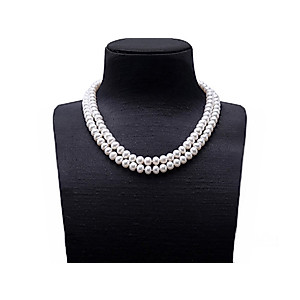 JYX Double-row 8mm Flatly-round Freshwater Cultured Pearl Necklace 22"