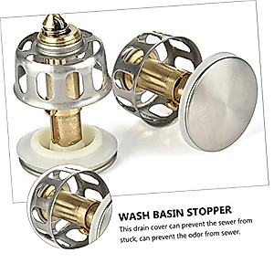 BEBEMOKO 2pcs Sink Drain Hair Catcher Sink Filter Strainer No Overflow Bathtub Drain Stoppers Up Drain Filter Wash Basin Stopper Over Sink Strainer All Copper Plus 304