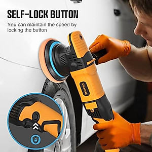 SHINEJACK Car Buffer Polisher kit 6 inch 810w Double Acting Polisher 15mm Long-Throw Orbital Polisher for Car Detailing 1650-4800r