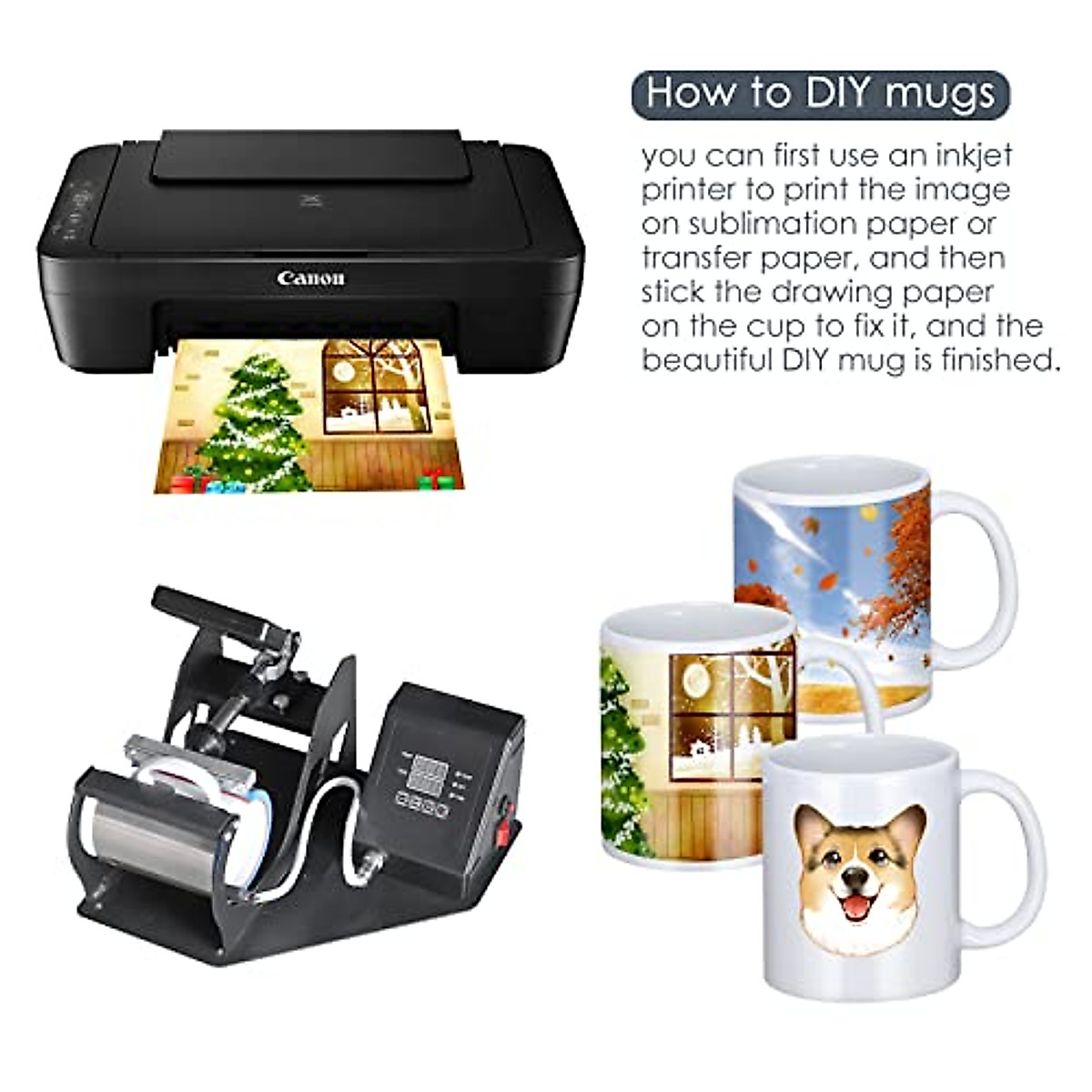 Sublimation Mugs, Yephets 12Pcs Coffee Mugs Blank White Ceramic Coffee Mug Set Sublimation Cups 11 oz Christmas Coffee Mug for Hot Chocolate Latte Tea Milk DIY Products