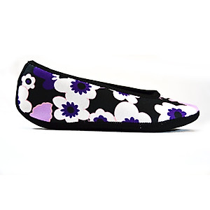 Nufoot Women's Ballet Flat, Purple Flowers