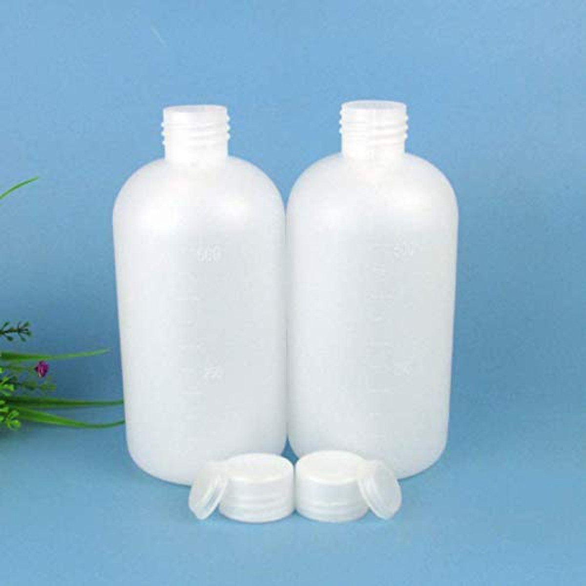 2PCS 500ml/17oz Plastic Small Mouth Graduated Lab Chemical Reagent Bottle Sample Sealing Bottle with Inner Plug Leak-proof Laboratory Reagent Bottle Boston Rounds Liquid Storage Containers Jar Pot