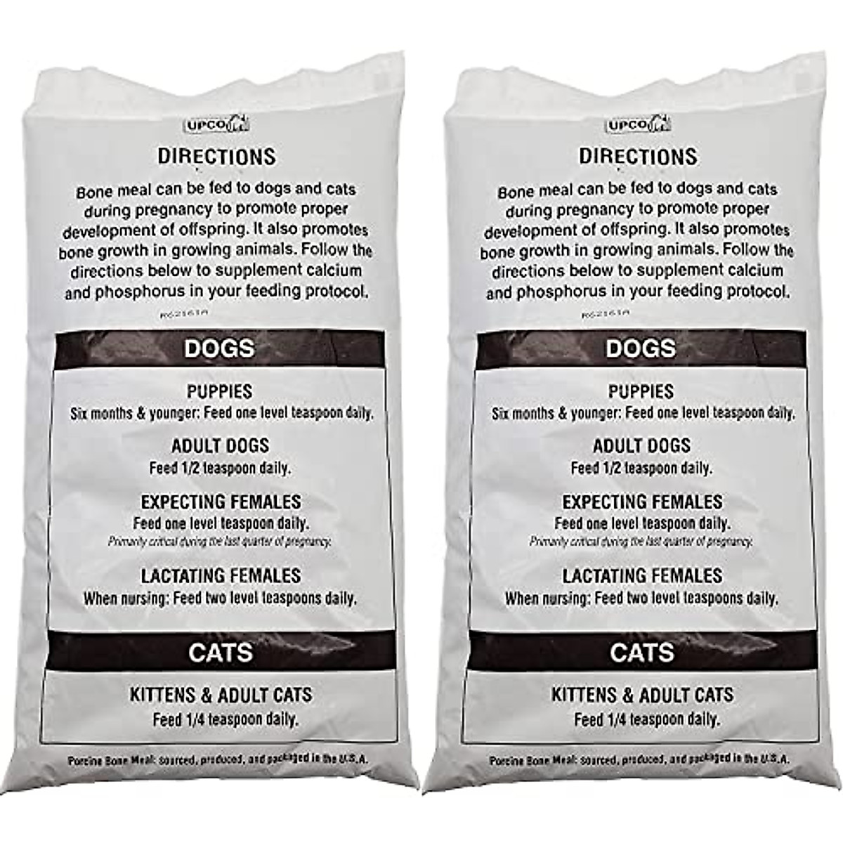 Bone Meal Steamed Powder for Dogs and Cats 2 Pack Total 2 Pounds from Upco Bone Meal Made in USA