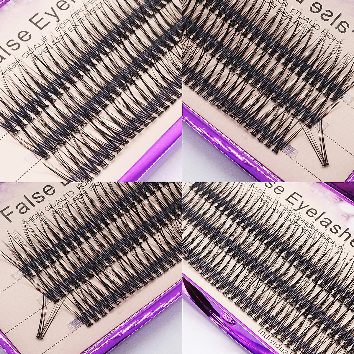 Bodermincer 120pcs 8mm/10mm/12mm/14mm/16mm to Choose Fish Tail Design 0.1 C Curl 3D Individual Mink False Eyelashes Extension Soft Black Fake False Eye Lashes （16mm）