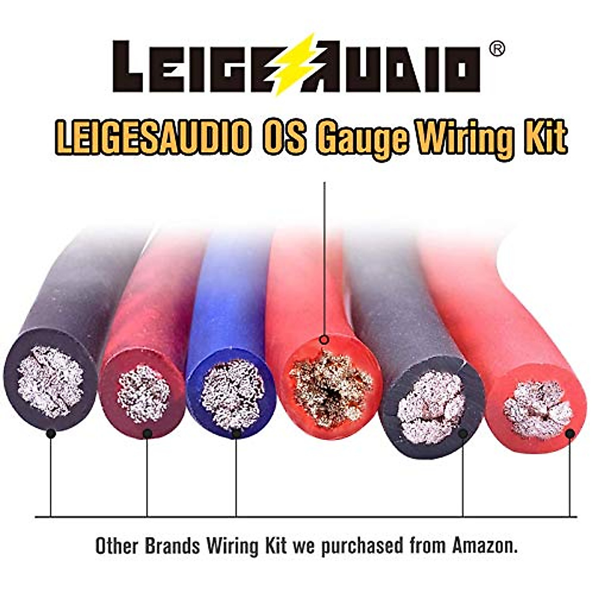 LEIGESAUDIO 0 Gauge Amp Wiring Kit Complete 0 AWG Amplifier Installation Wiring Kit - Car Subwoofer Wiring Kit Helps You Make Connections and Brings Power to Your Radio, Subwoofer and Speakers