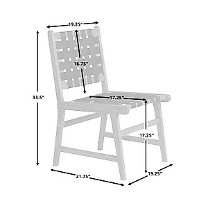 Patio Sense 63710 Sava Indoor Outdoor Armless Dining Side Chair All Weather Wicker Low Slung Portable Seating Solid Acacia Wood Woven Seat Porch Lawn Garden Fishing Sporting - Black Webbing