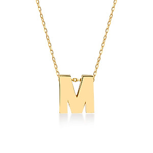 GELIN 14K Solid Gold Initial Necklace for Women | 14k Yellow Gold Custom Letter Pendant Necklace | Simple 14k Gold Alphabet Necklace, 18" (M)