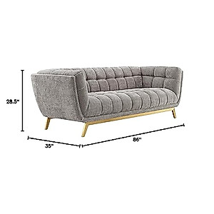 Modway Bestow Tufted Crushed Performance Velvet Sofa, Light Gray