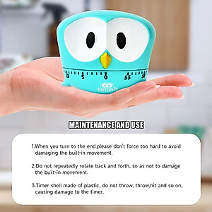 MOSHOU Cute Eagle Kitchen Timer,100% Mechanical Timer for Kids, 55 Minutes Wind up Timer 360 Degree Rotating Timer for Cooking/Reading/Do Sports (Blue)