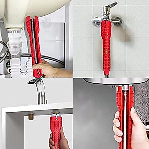 KFZDCG 14-in-1 Multifunctional Wrench Plumbing Tool, Faucet and Sink Wrench, Faucet and Sink Installer for Toilet Bowl, Sink, Bathroom, Kitchen Pipe and Tub Drain Removal