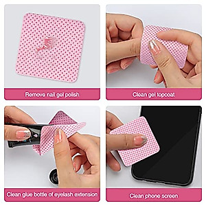 1080 PCS Pink Lint Free Nail Wipes, Eyelash Extension Wipes, Super Absorbent Soft Non-Woven with a Pump Dispenser Bottle Disposable Nail Polish Remover for Polish Clean Acrylic Nails Remover